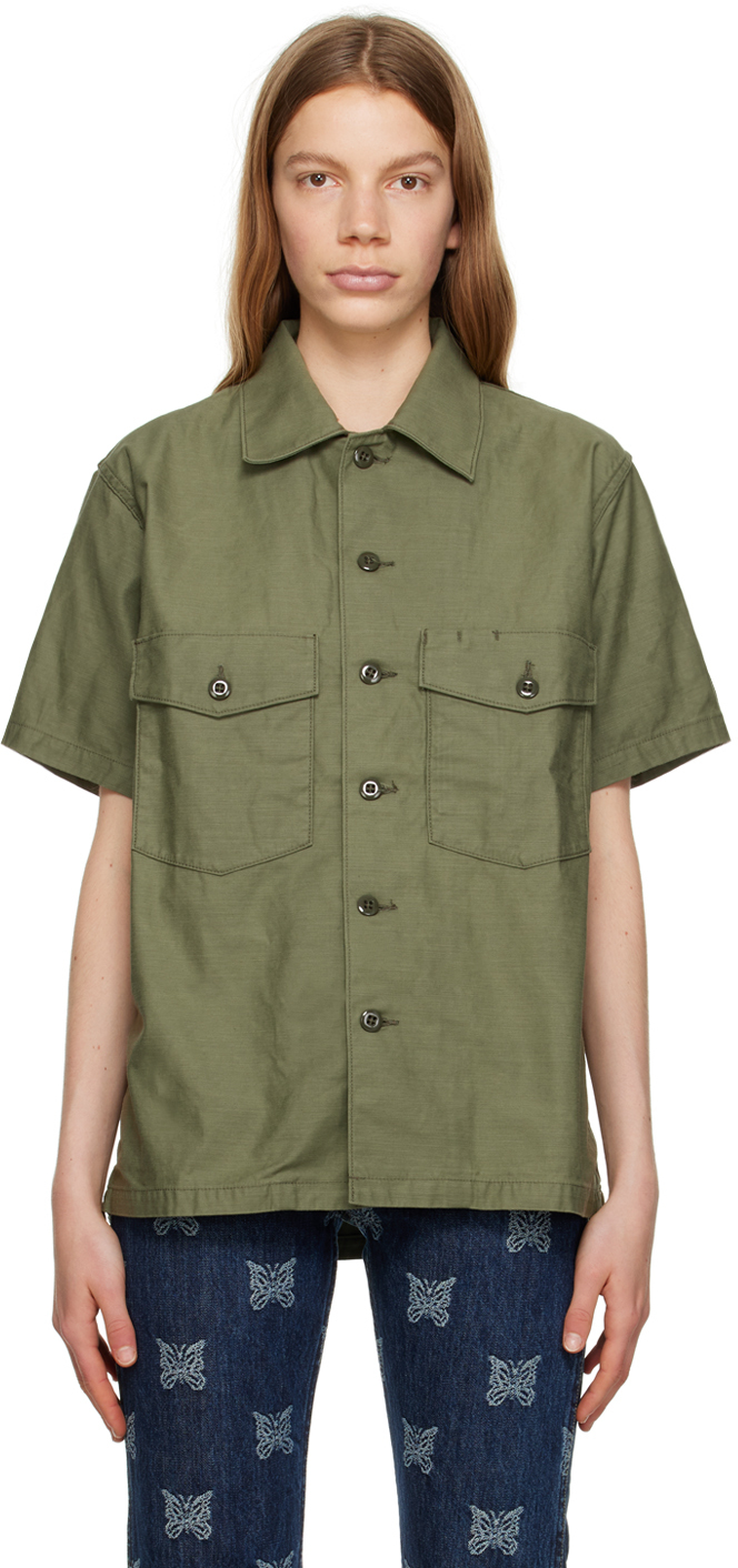 NEEDLES: Khaki Fatigue Shirt | SSENSE Canada