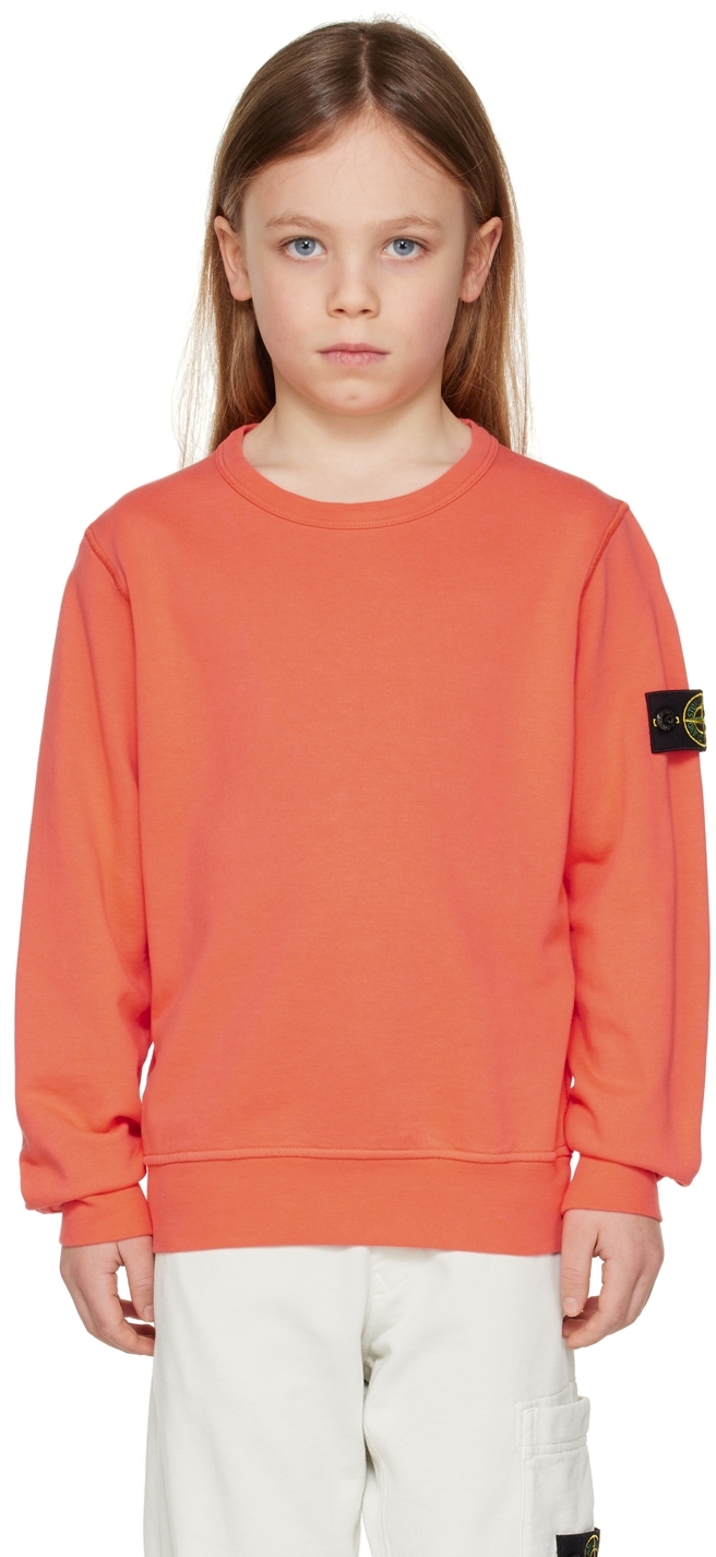 Enfant | Pull molletonné orange à écusson par Stone Island Junior ...