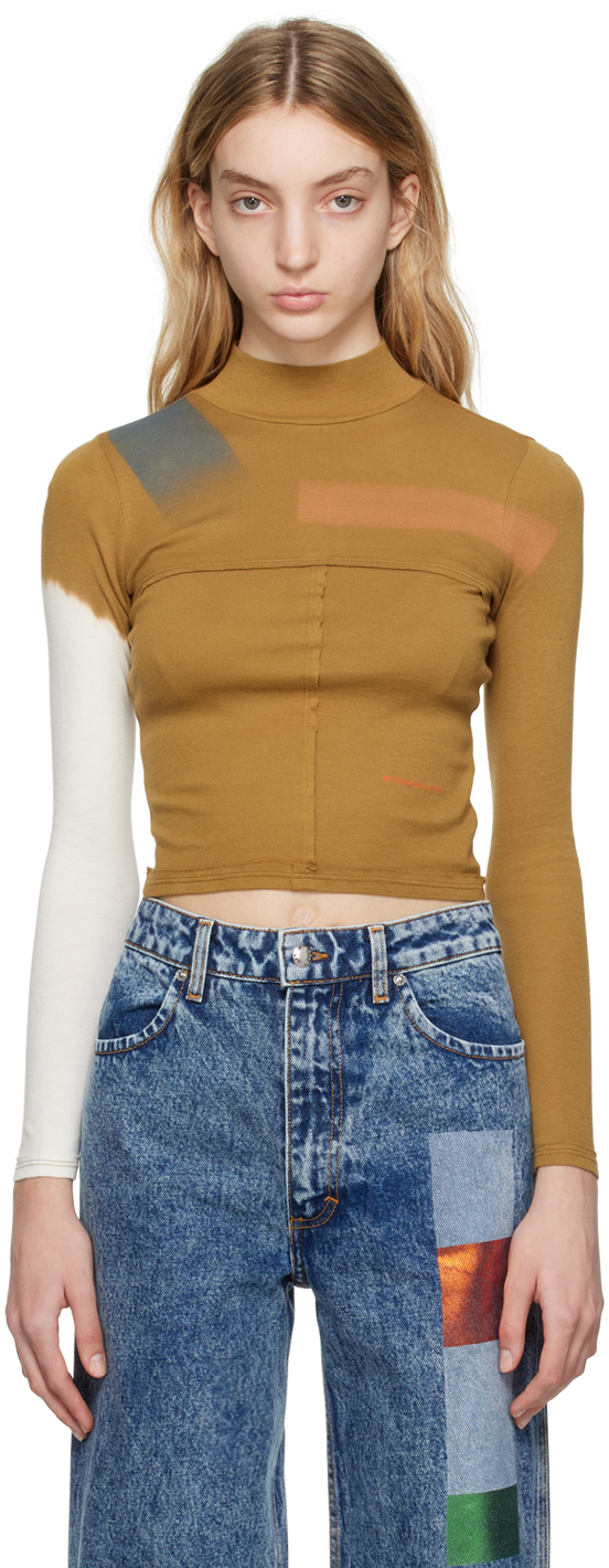 Eckhaus Latta: Micro col roulé brun clair à panneaux | SSENSE France