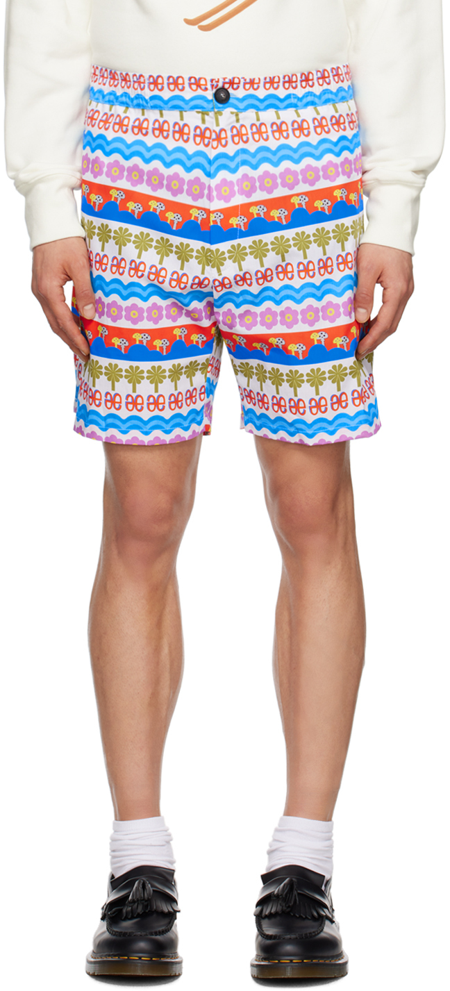 Multicolor Printed Shorts by EGONlab on Sale