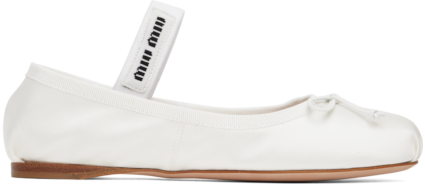 Miu Miu White Satin Ballerina Flats Ssense Canada