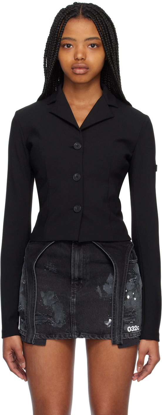 032c: 黑色 Trapeze Too-Tight 西装外套 | SSENSE