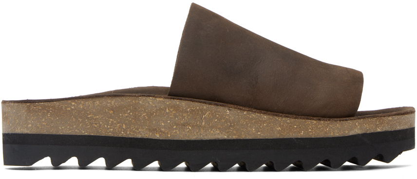 Brown Raw Contour Slides by Lauren Manoogian on Sale