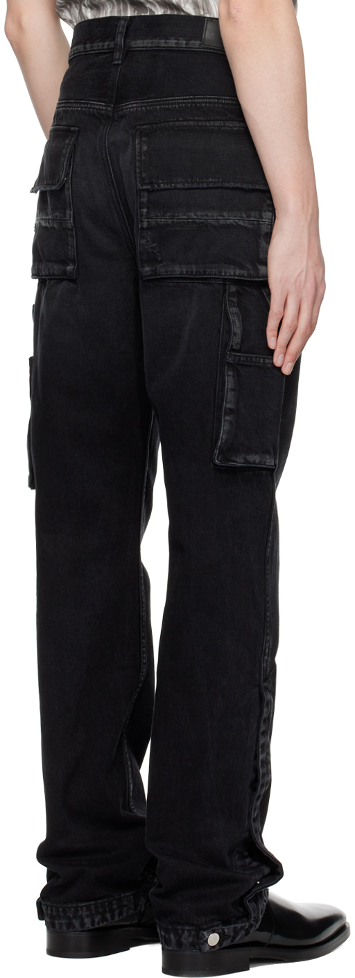 Amiri Black Stack Workman Jeans In Aged Black-12 oz Ita | ModeSens