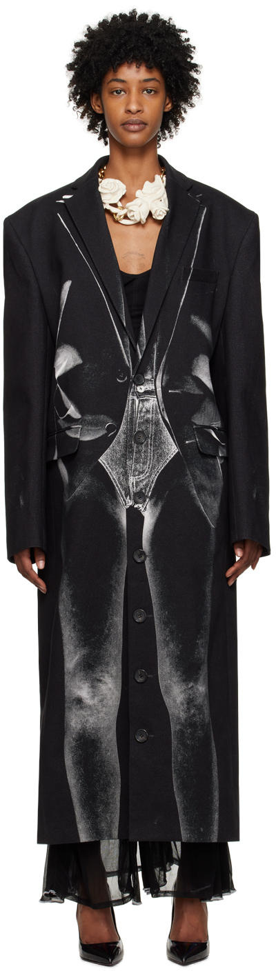 Y/Project: Black Jean-Paul Gaultier Edition Janty Denim Coat | SSENSE ...