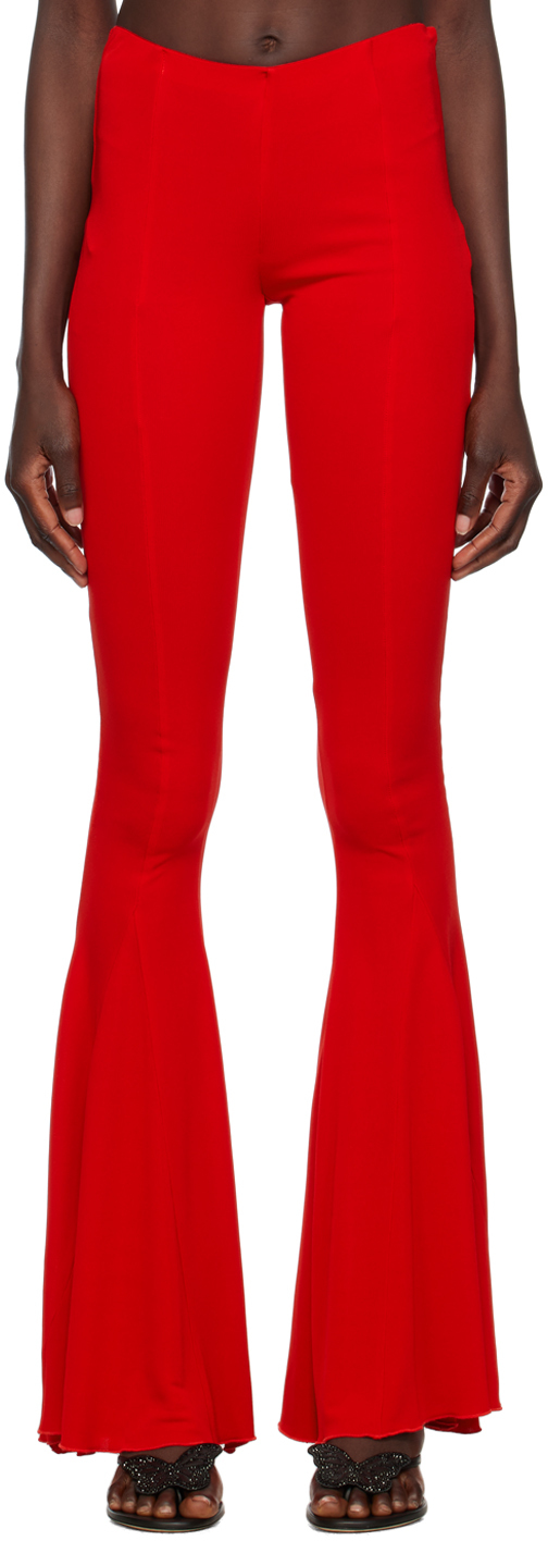 Blumarine: Red Flared Trousers | SSENSE