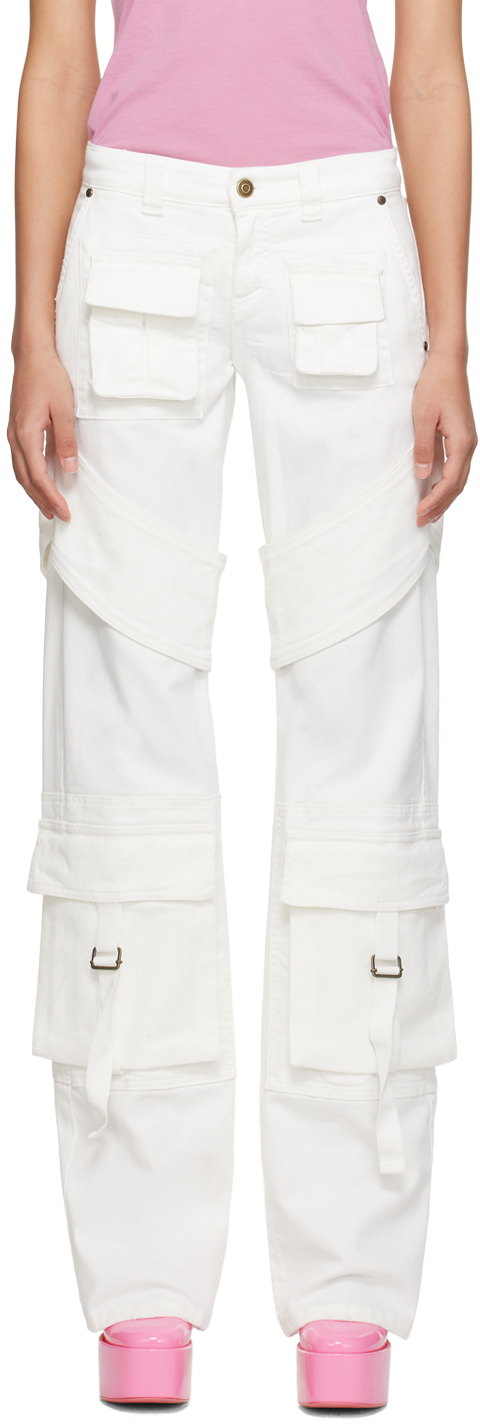 Blumarine: Pantalon cargo blanc en denim exclusif à SSENSE France | SSENSE