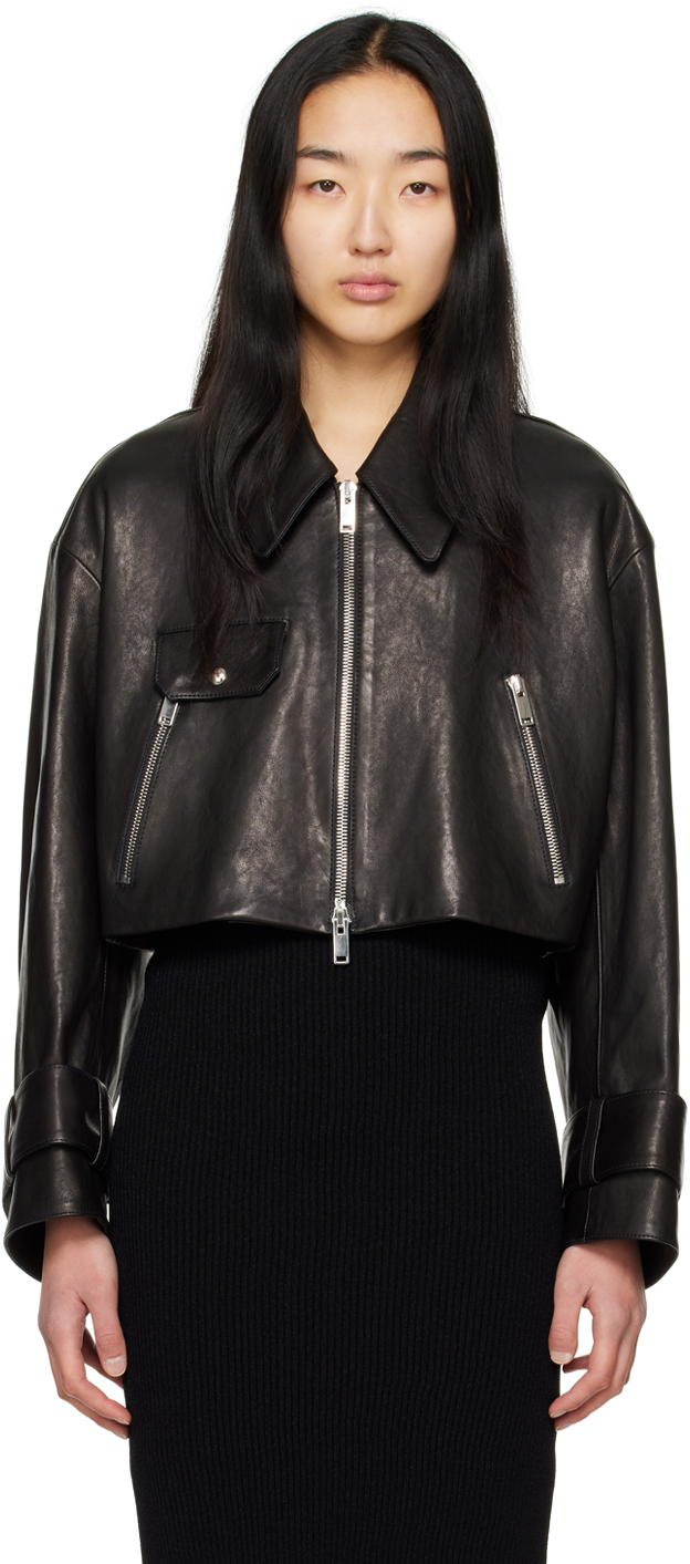 Khaite Flinn Cropped Leather Jacket In Black | ModeSens