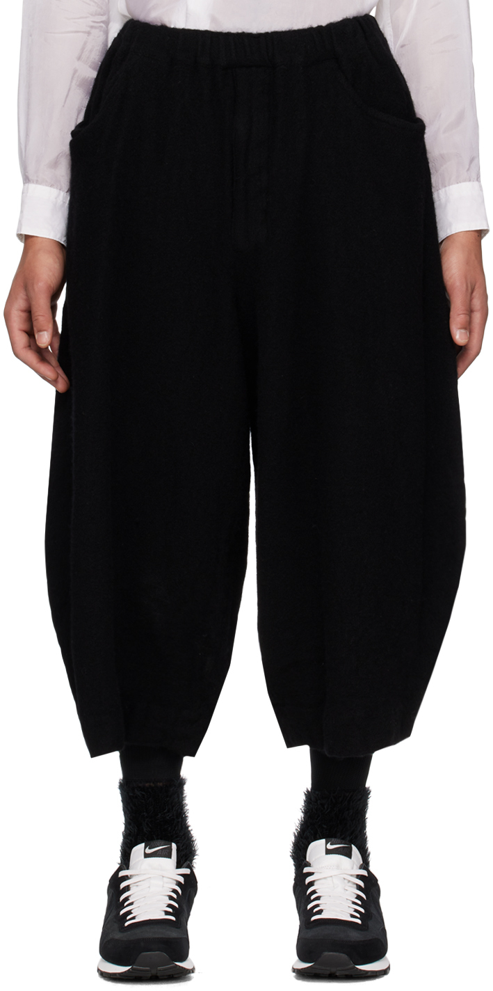 Comme des Garçons Black: Black Wide-Leg Shorts | SSENSE