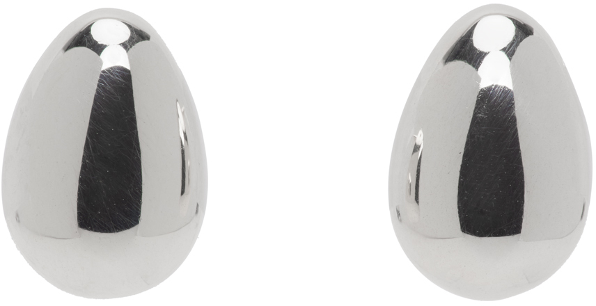 Sophie Buhai: Silver Tiny Egg Stud Earrings | SSENSE Canada