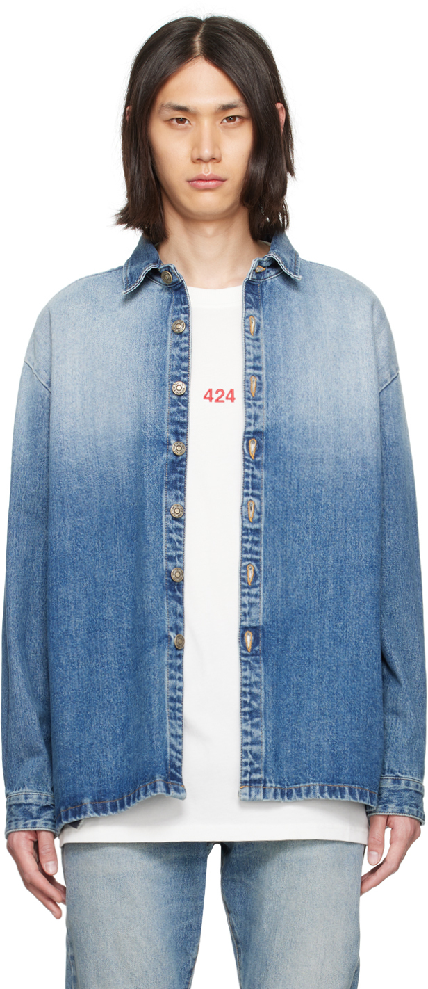 424: Indigo Faded Denim Shirt | SSENSE Canada