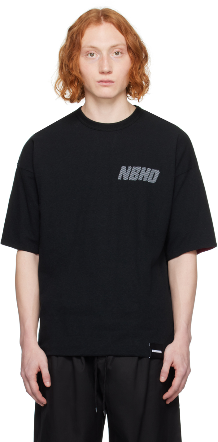 Neighborhood: Black & Burgundy Reversible T-Shirt | SSENSE Canada
