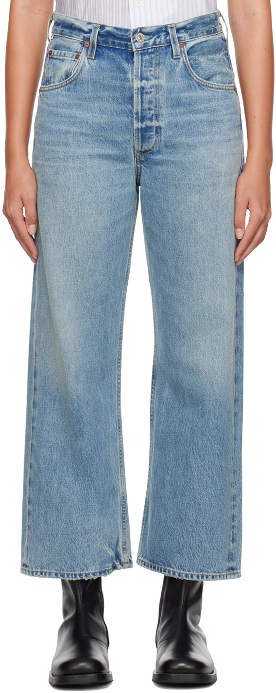 Citizens of Humanity: Blue Wide-Leg Jeans | SSENSE Canada