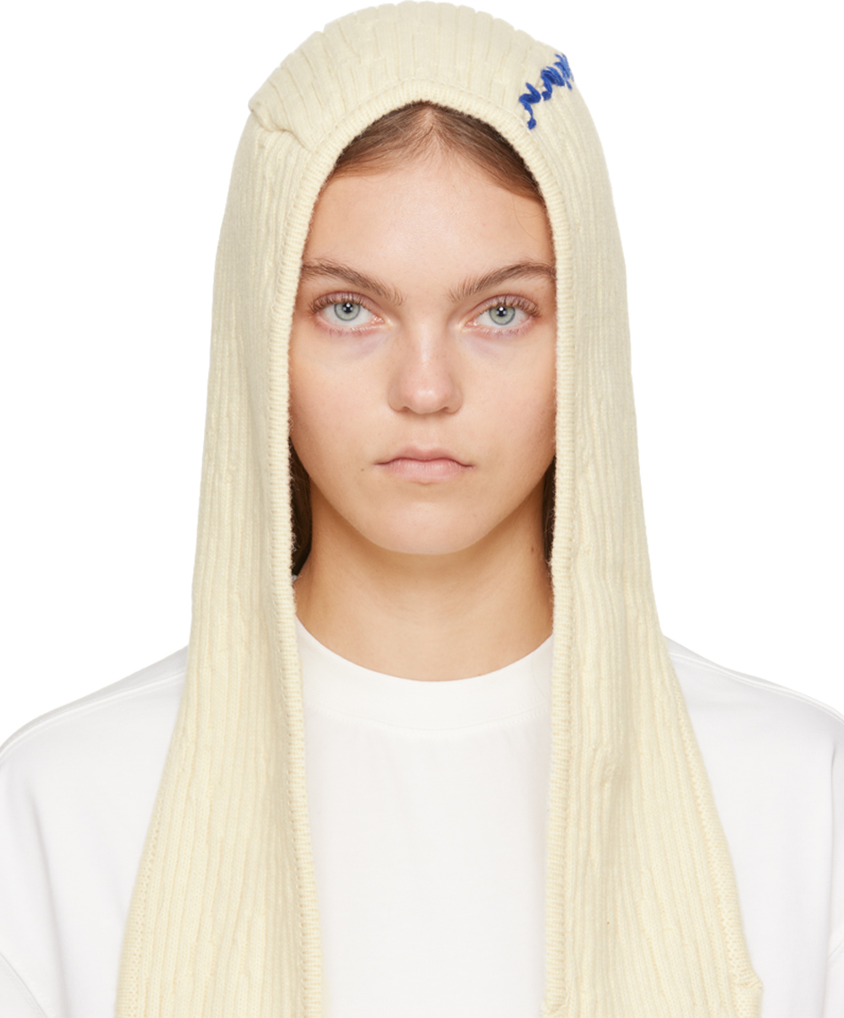 Ader Error White Ear Flap Beanie Ssense