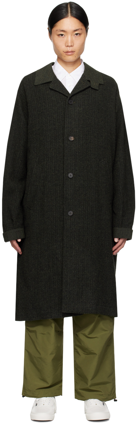 Comme des Garçons Homme: Green Paneled Coat | SSENSE UK