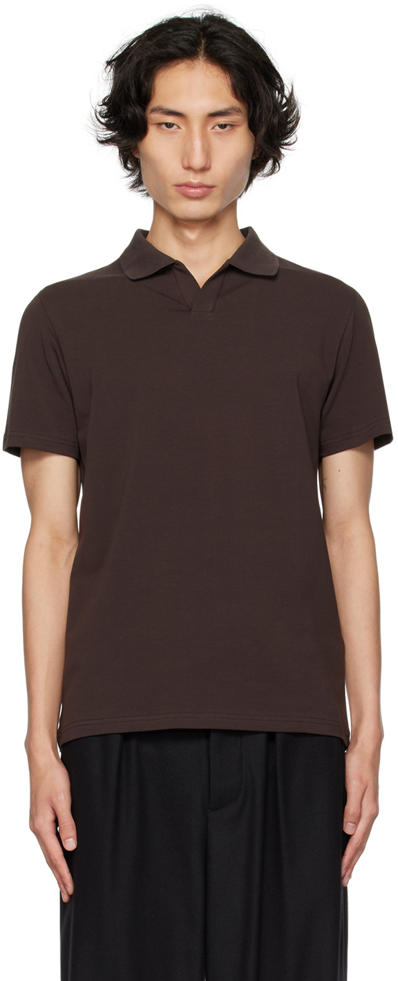 Brown Open Placket Polo by Filippa K on Sale