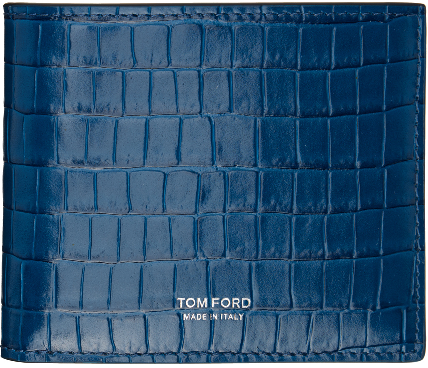 TOM FORD: Blue Croc-Embossed Wallet | SSENSE