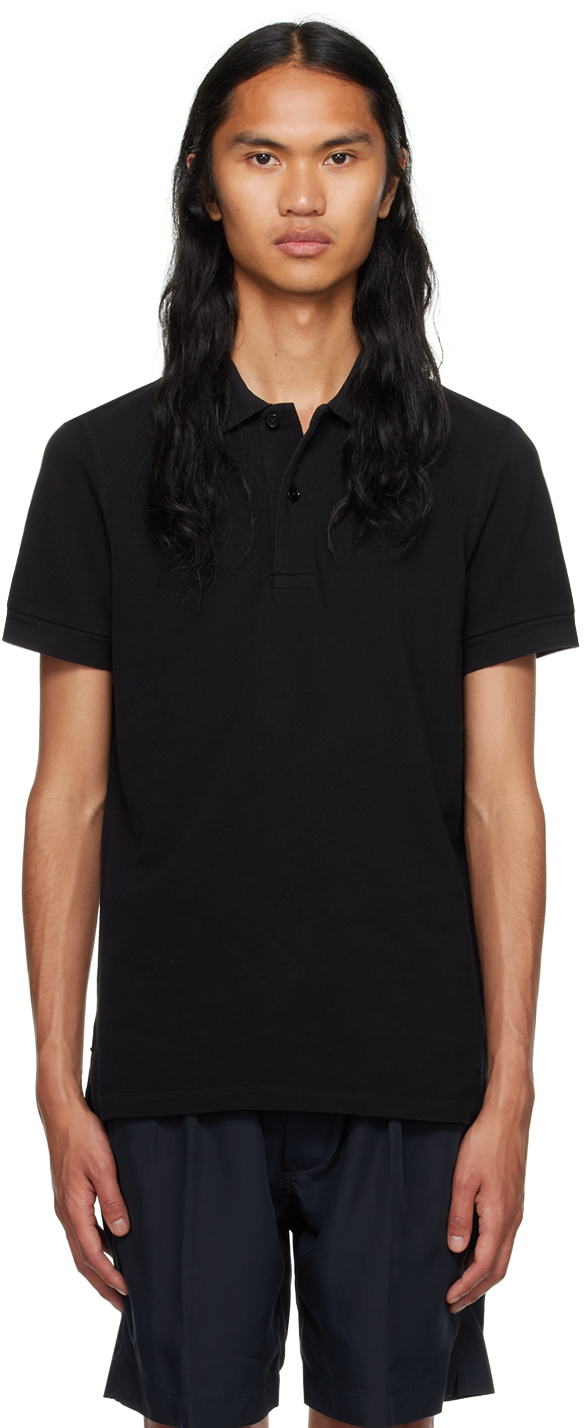 Black Button Polo by TOM FORD on Sale