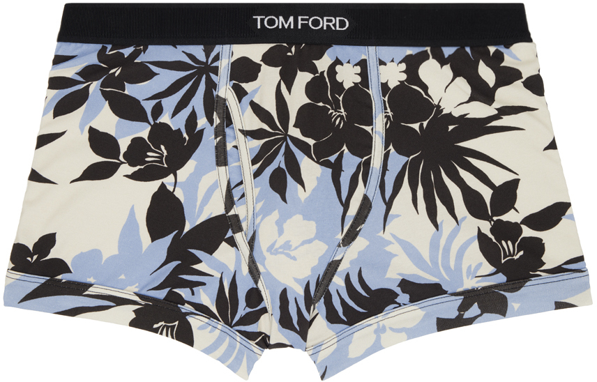 Blue And Black Floral Boxers By Tom Ford On Sale