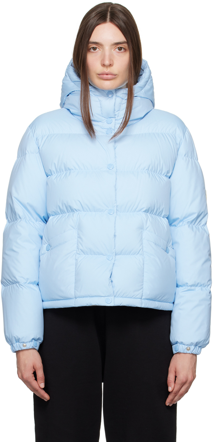 Moncler: Blue Ebre Down Jacket | SSENSE UK