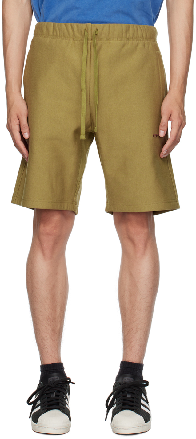 Khaki American Script Shorts by Carhartt Work In Progress on Sale