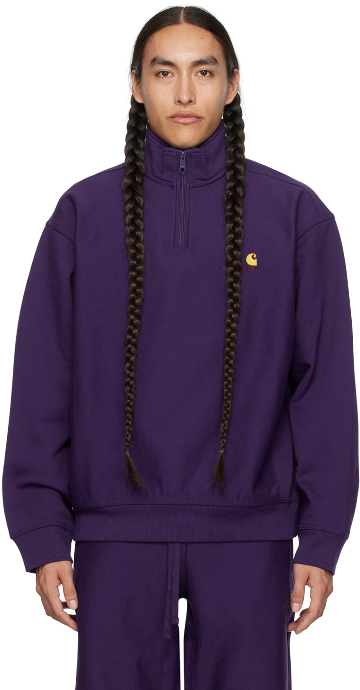 Purple American Script Sweater by Carhartt Work In Progress on Sale