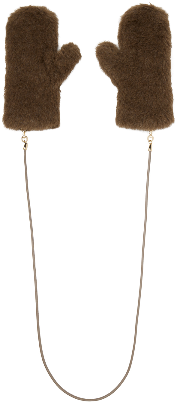 Brown Ombrato Mittens by Max Mara on Sale