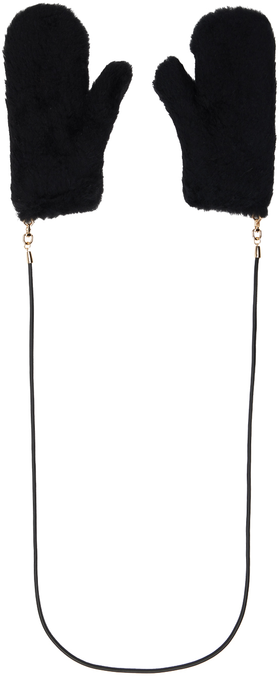 Black Ombrato Mittens by Max Mara on Sale