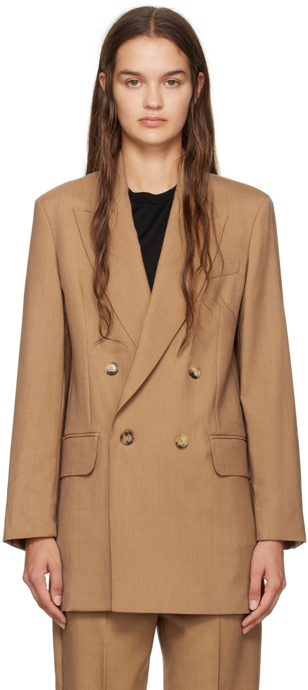 Max Mara: Tan Mirko Blazer | SSENSE Canada