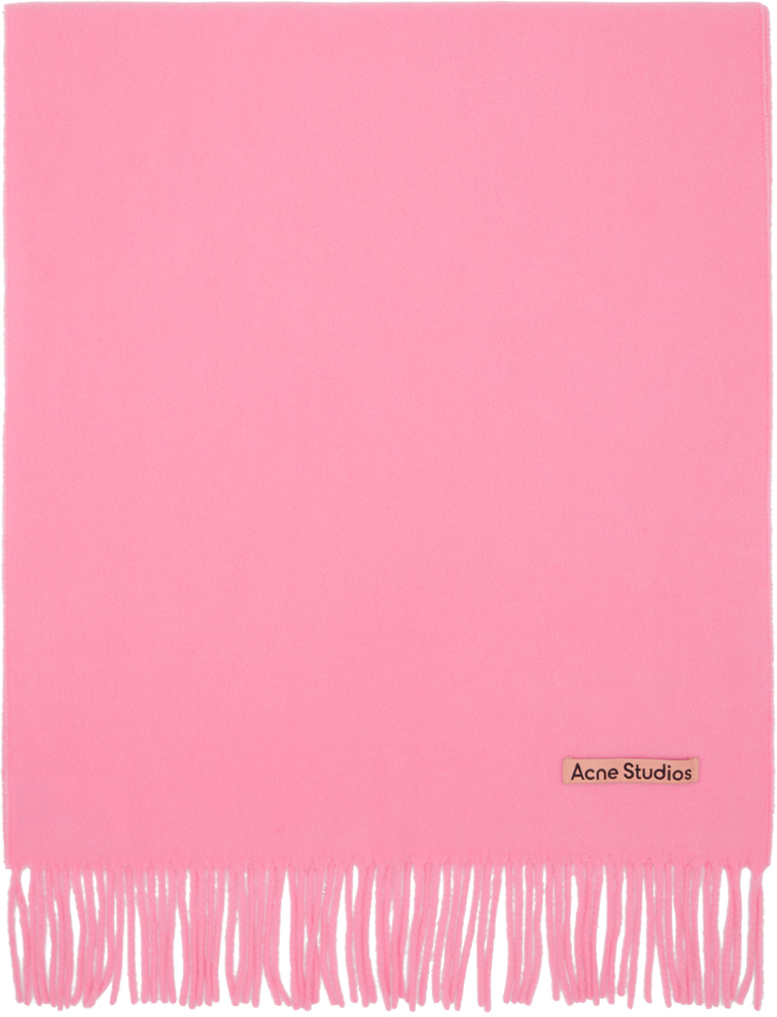 Acne Studios: Pink Narrow Fringe Scarf | SSENSE Canada