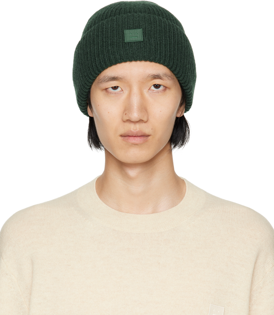 Acne Studios: Bonnet vert à petit logo | SSENSE France