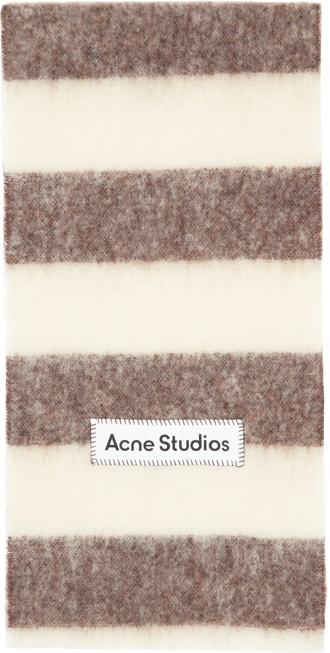 Brown & White Stripe Scarf by Acne Studios on Sale