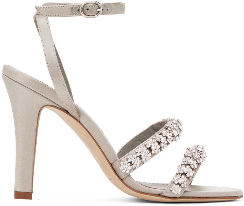 Manolo Blahnik: Sandales à talon aiguille Vedada grises | SSENSE France