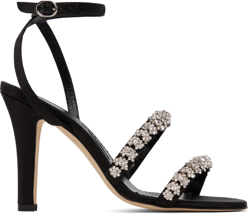 Manolo Blahnik: Sandales à talon aiguille Vedada noires | SSENSE France