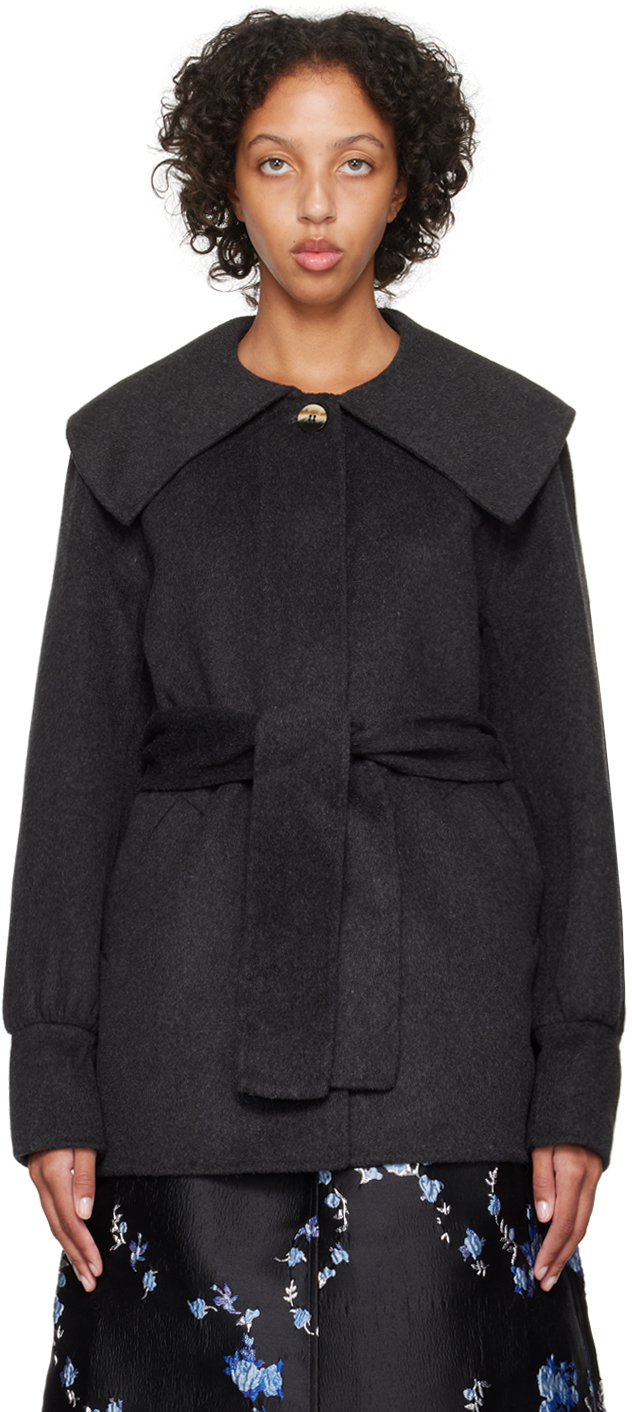 GANNI: Gray Relaxed-Fit Coat | SSENSE