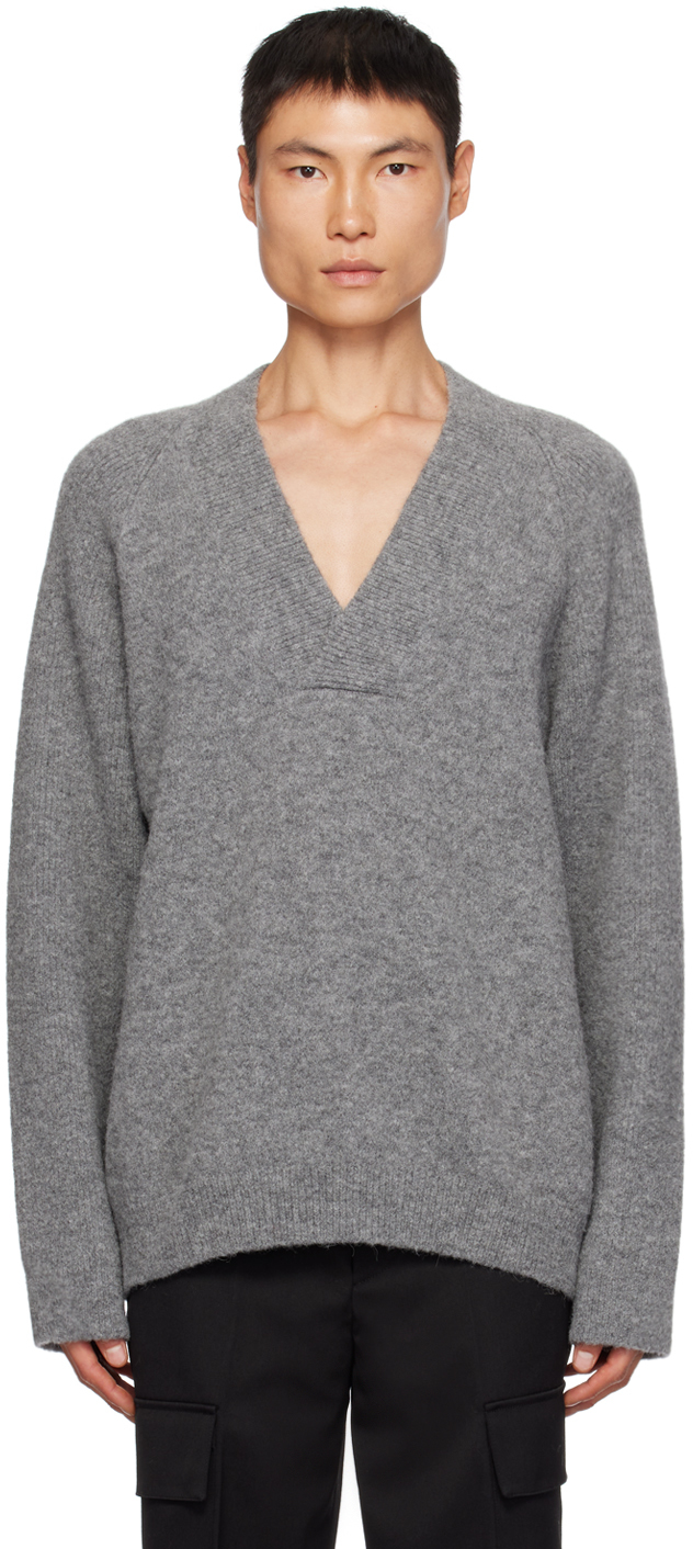 Gray V-Neck Sweater by Róhe on Sale