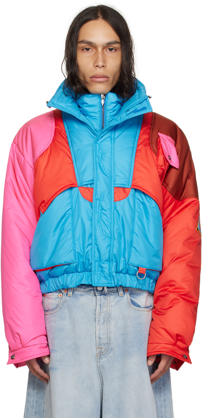 Blue Paneled Jacket by Members of the Rage on Sale