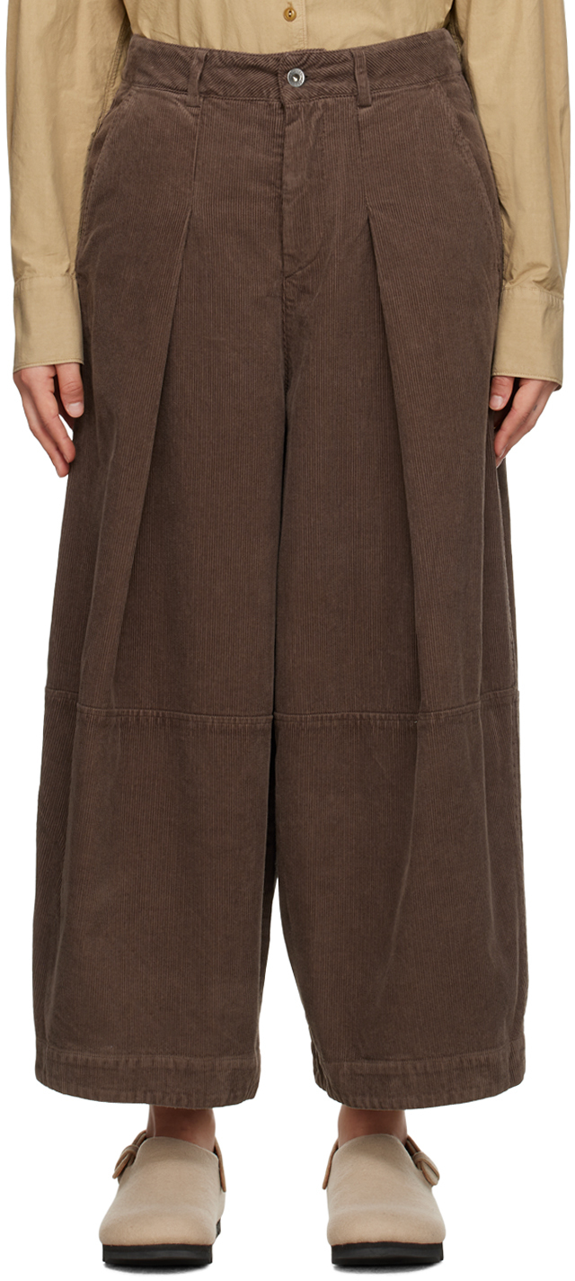 Brown Deadbeat Trousers by YMC on Sale