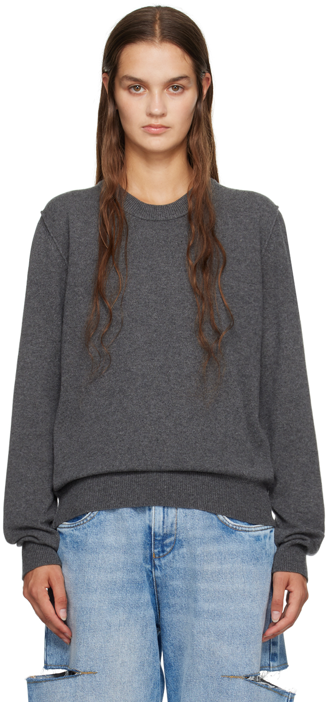Maison Margiela: Pull gris à col ras du cou | SSENSE France