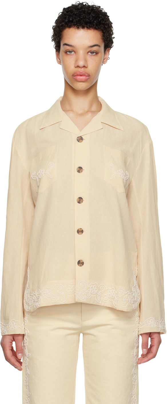 Beige Beaded Jasmine Shirt by Bode on Sale
