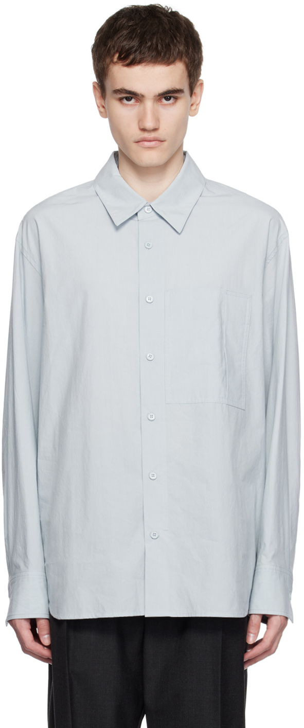 Solid Homme: Blue Pocket Shirt | SSENSE UK