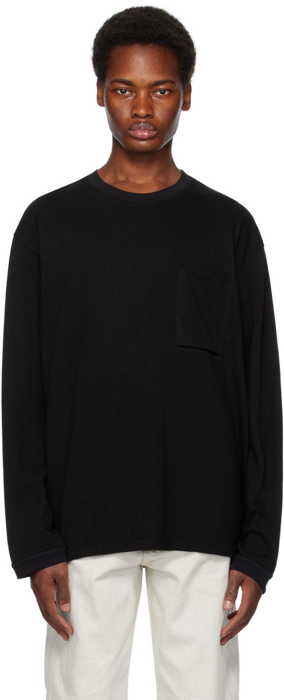 Solid Homme: Black Plaque Long Sleeve T-Shirt | SSENSE UK