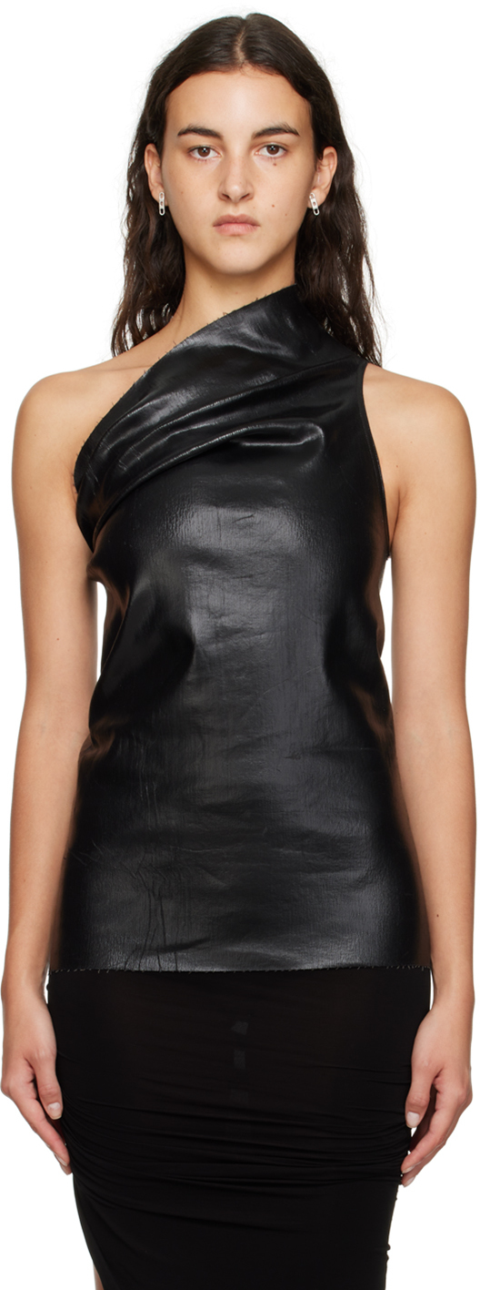 Black Athena Denim Tank Top by Rick Owens on Sale