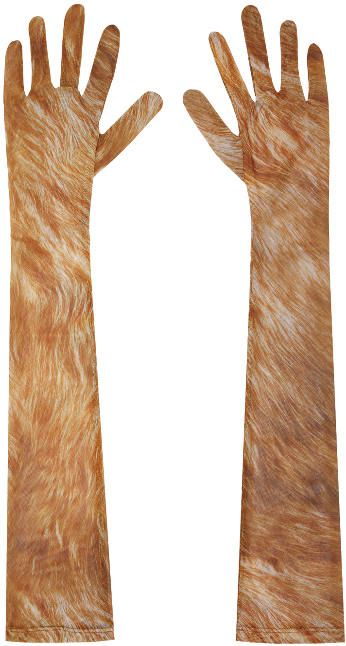 Brown Plant Opera Gloves by Collina Strada on Sale