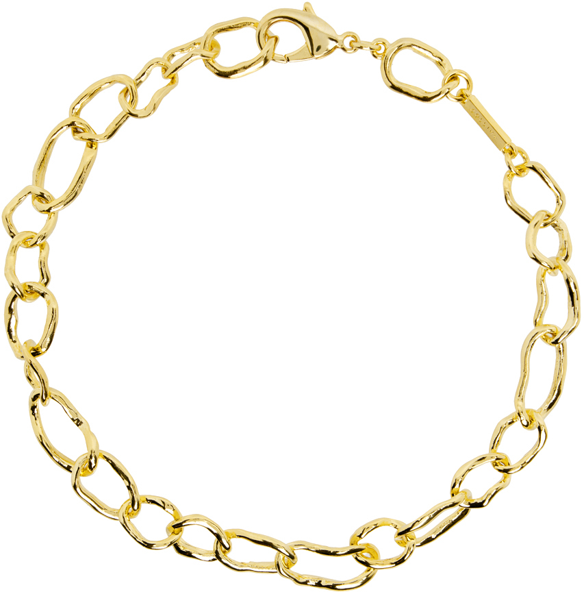 Gold Crushed Chain Necklace by Collina Strada on Sale