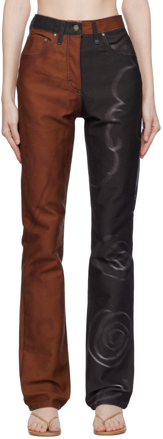 Serapis: Black & Orange Split Drawings Jeans | SSENSE