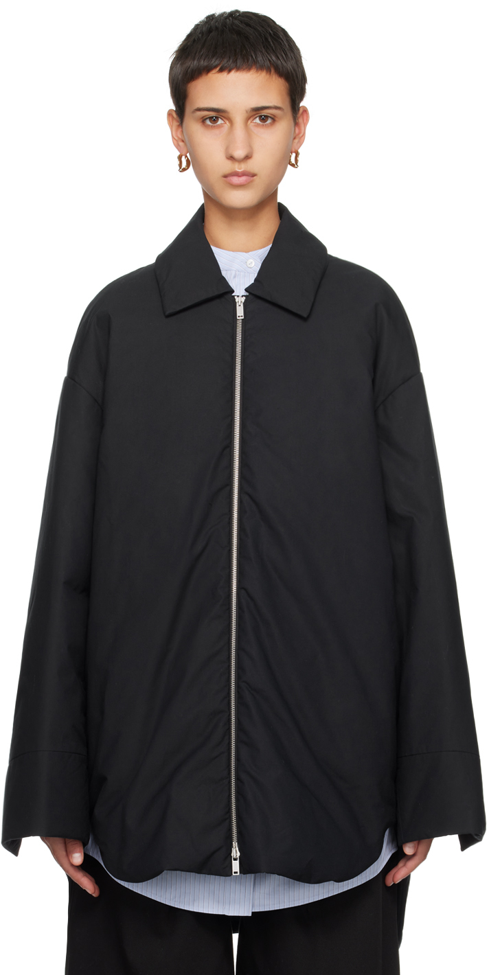 Black Spread Collar Down Jacket by Jil Sander on Sale