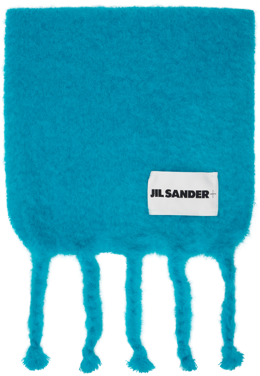 Jil Sander: Blue Brushed Scarf | SSENSE UK