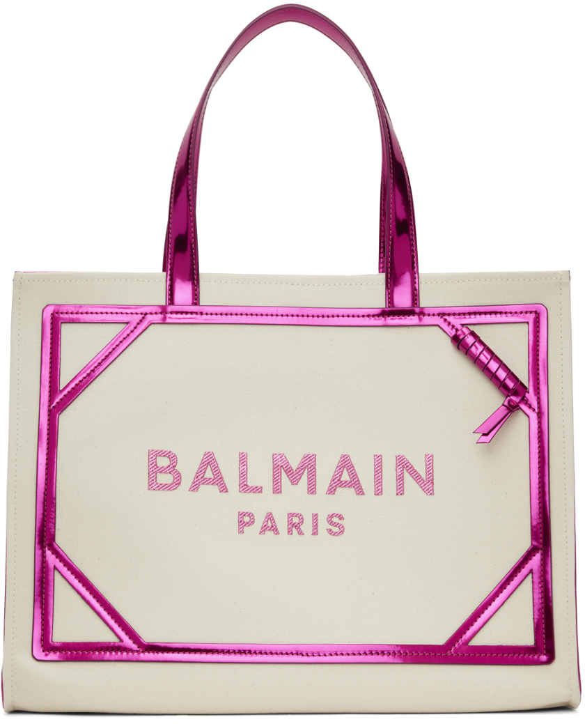 Sac B-Army 42 rose et blanc cassé Balmain en solde