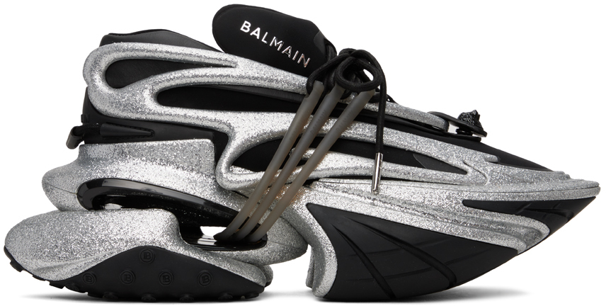 Balmain: Baskets Unicorn argentées | SSENSE France